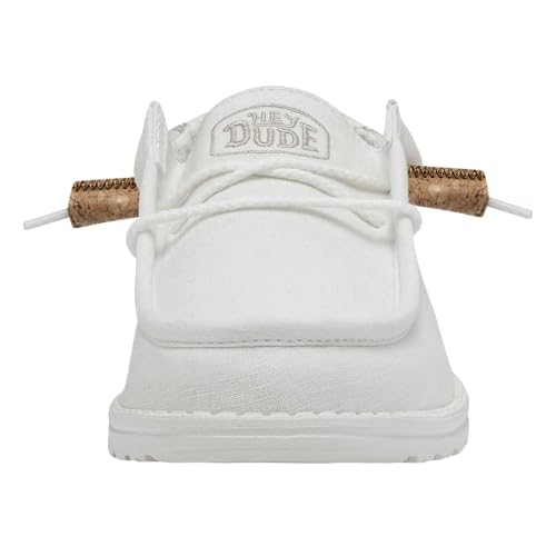 Hey Dude Men's Wally Break Stitch White Size 8| Men's Loafers | Men's Slip On Shoes | Comfortable & Light-Weight