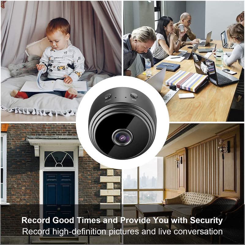 Homesweety Wireless Mini Camera, Nanny Video Security Cam with Night Vision and Motion Detection, Built-in Battery, No WiFi Need, Technology for Phone App Monitor, Pets/Baby(Round), Black AB