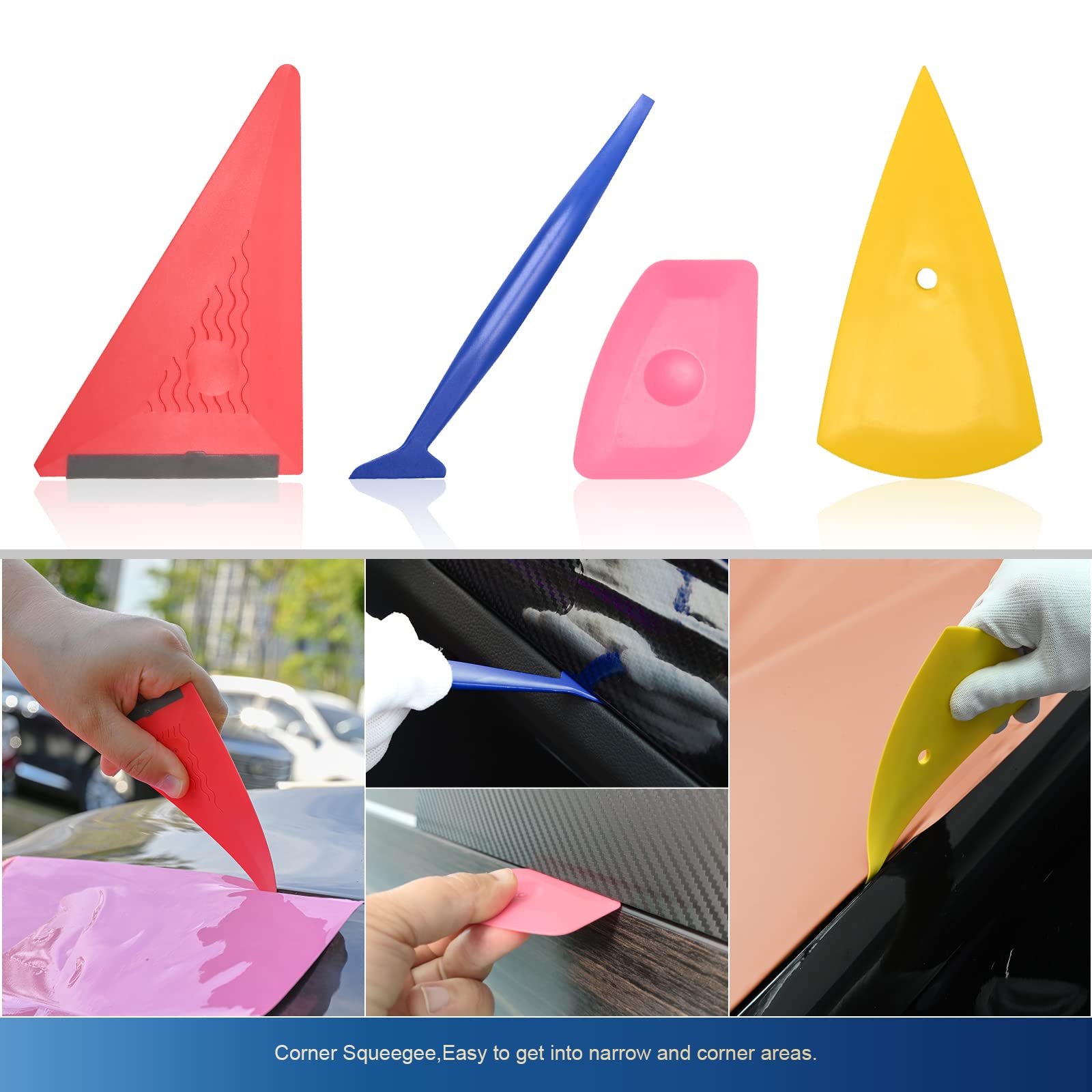 EHDIS Pro Vinyl Wraps Applicator Tool Window Tint Kit for Car Wrapping with Tool Pouch, Tinting Squeegee, Working Gloves,Wrap Stick,Plastic Scraper, Magnet Holder,Film Cutter