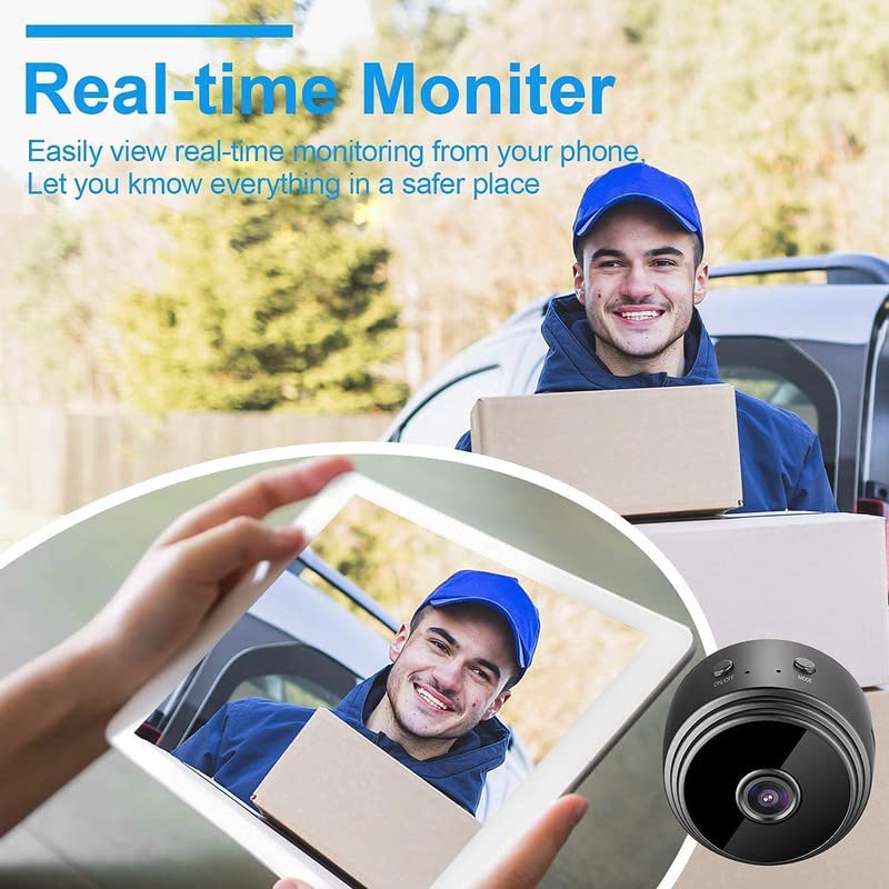 Homesweety Wireless Mini Camera, Nanny Video Security Cam with Night Vision and Motion Detection, Built-in Battery, No WiFi Need, Technology for Phone App Monitor, Pets/Baby(Round), Black AB