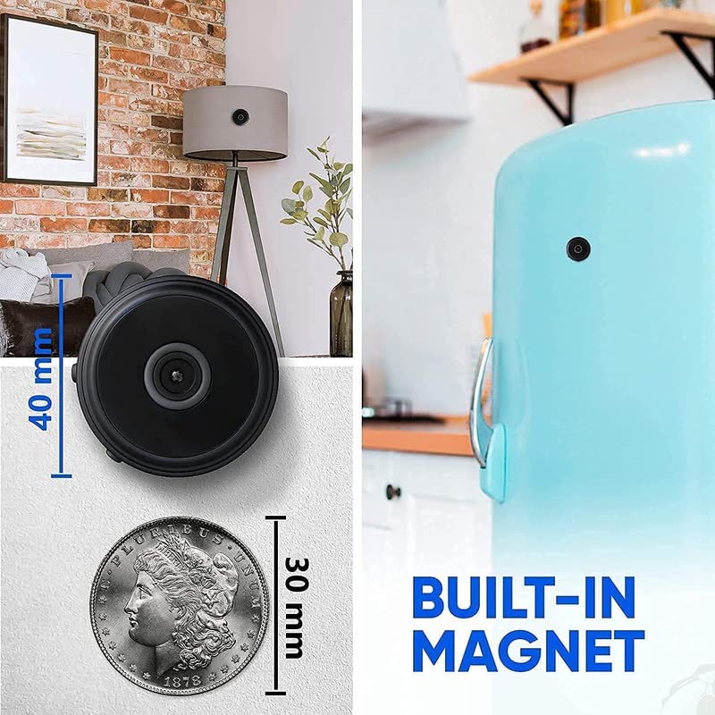 Homesweety Wireless Mini Camera, Nanny Video Security Cam with Night Vision and Motion Detection, Built-in Battery, No WiFi Need, Technology for Phone App Monitor, Pets/Baby(Round), Black AB