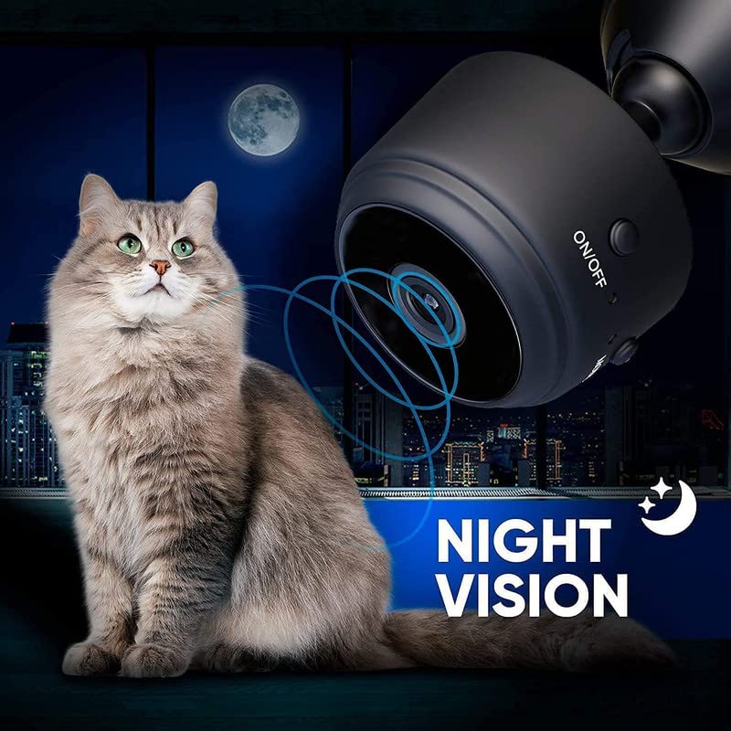 Homesweety Wireless Mini Camera, Nanny Video Security Cam with Night Vision and Motion Detection, Built-in Battery, No WiFi Need, Technology for Phone App Monitor, Pets/Baby(Round), Black AB