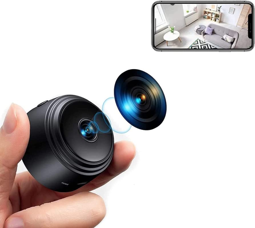 Homesweety Wireless Mini Camera, Nanny Video Security Cam with Night Vision and Motion Detection, Built-in Battery, No WiFi Need, Technology for Phone App Monitor, Pets/Baby(Round), Black AB