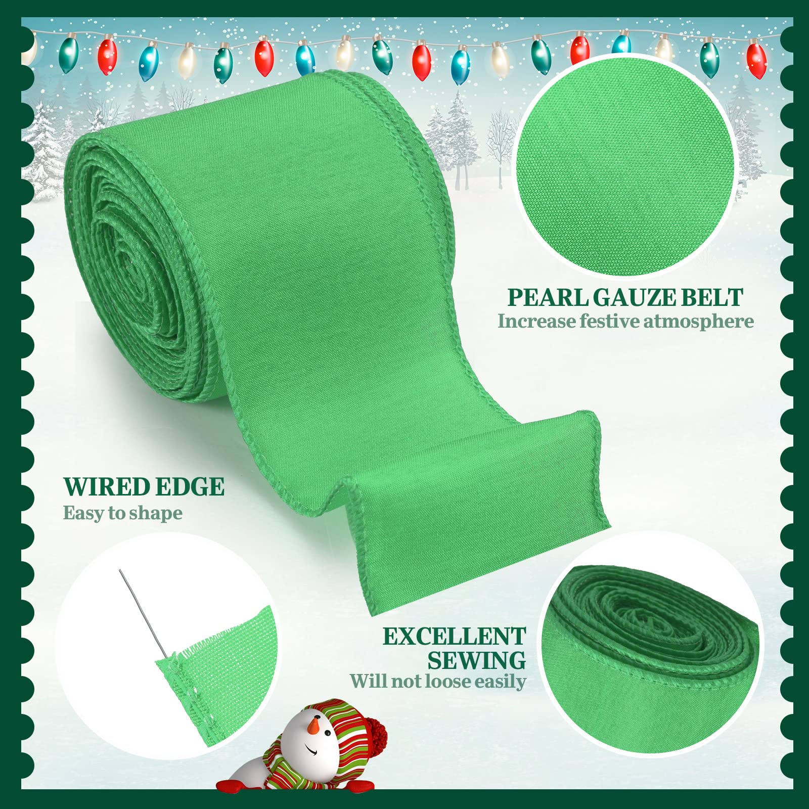 3 Rolls 30 Yards Christmas Polyester Satin Ribbon 2.5 Inches Double Face Wide Wired Satin Ribbon for Christmas Gift Wrapping Crafts Christmas Tree Ribbon Decorations Red Green and White