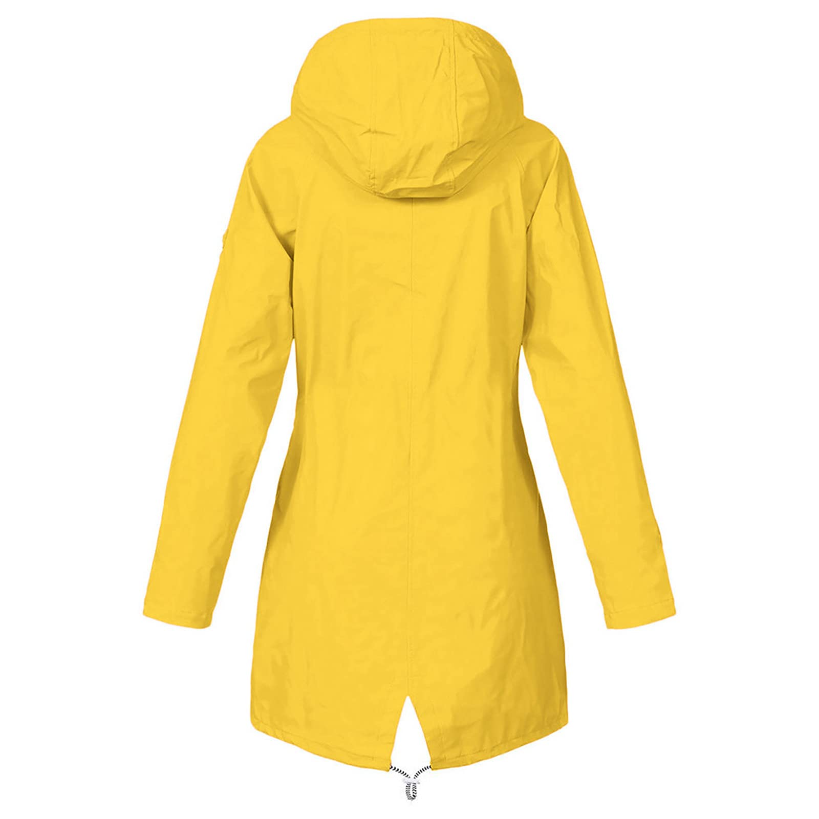FAVIPT Rain Coats for Women Plus Size Waterproof Hooded Windbreaker Lightweight Zip Up Rain Jacket Outdoor Winter Trench Coat, A01~yellow, XX-Large