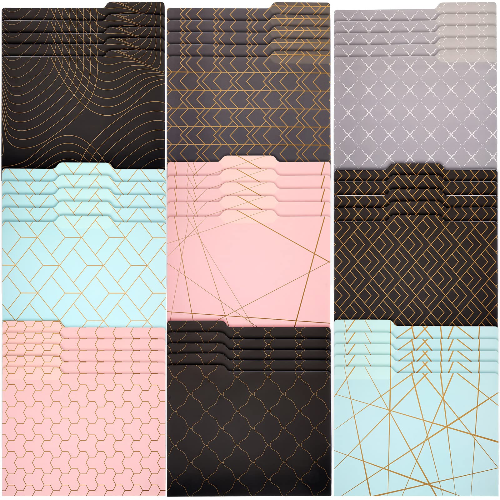 45 Pack File Folders Letter Size Decorative with 1/3 Cut Tabs, 9.5 x 11.5 Inches Colored File Folders Modern Classic Folders Cabinet for Men Women Office Classroom Home Supplies, 9 Designs