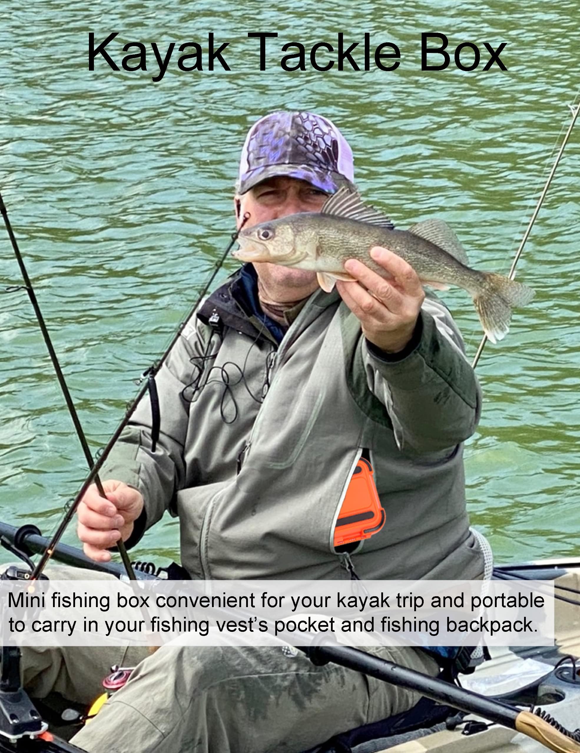 Hlotmeky Small Kayak Mini Tackle Box Waterproof Fishing Lure Box Terminal Storage Fishing Hook Organizer