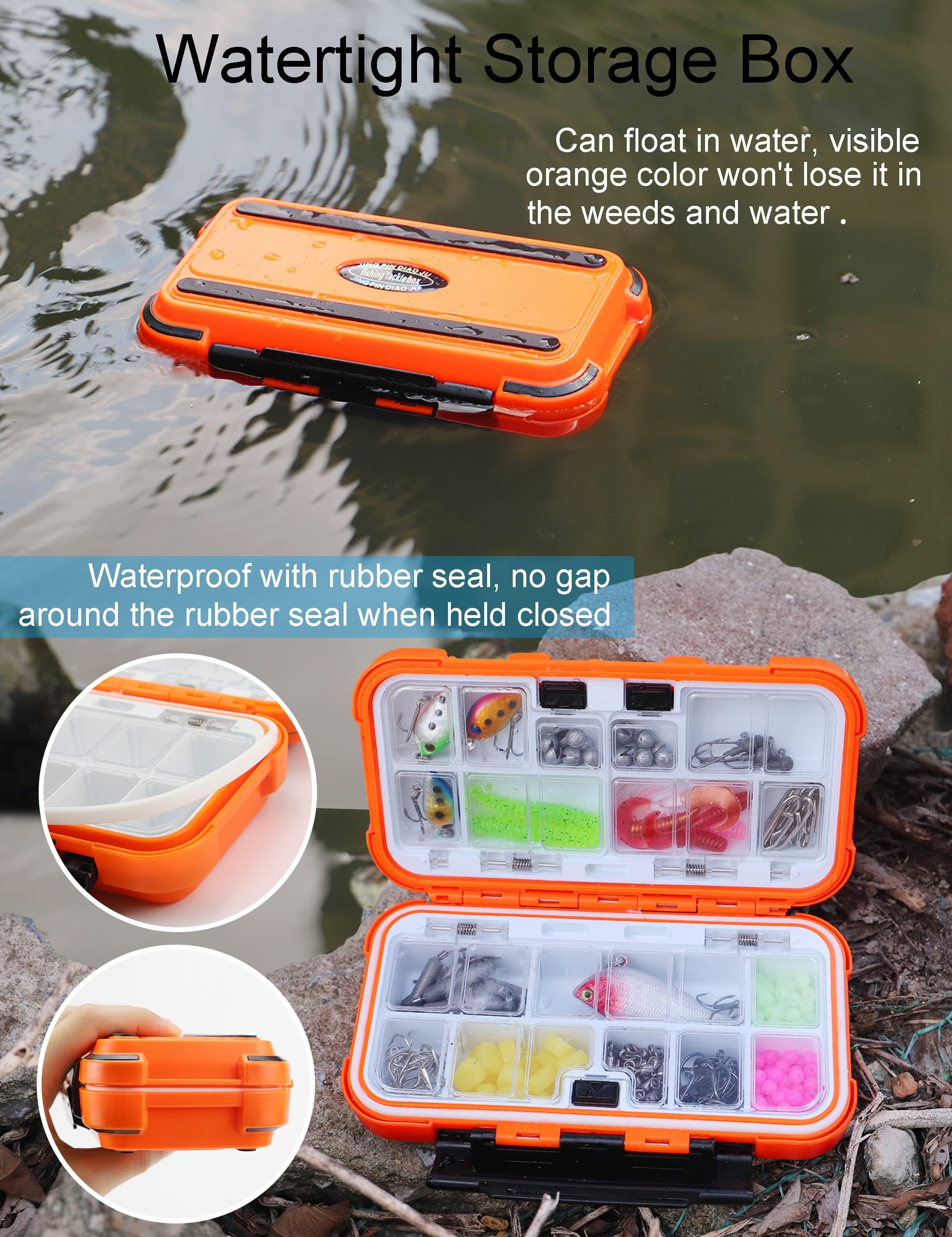 Hlotmeky Small Kayak Mini Tackle Box Waterproof Fishing Lure Box Terminal Storage Fishing Hook Organizer