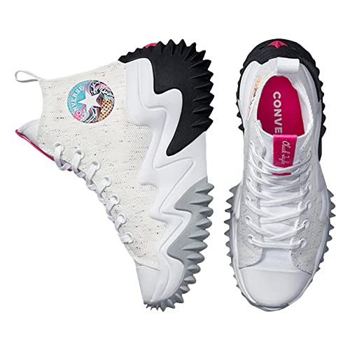 Converse Run Star Unisex Kids Shoes Motion Platform Trainers (White PRIMEPINK Black, Numeric_6_Point_5)
