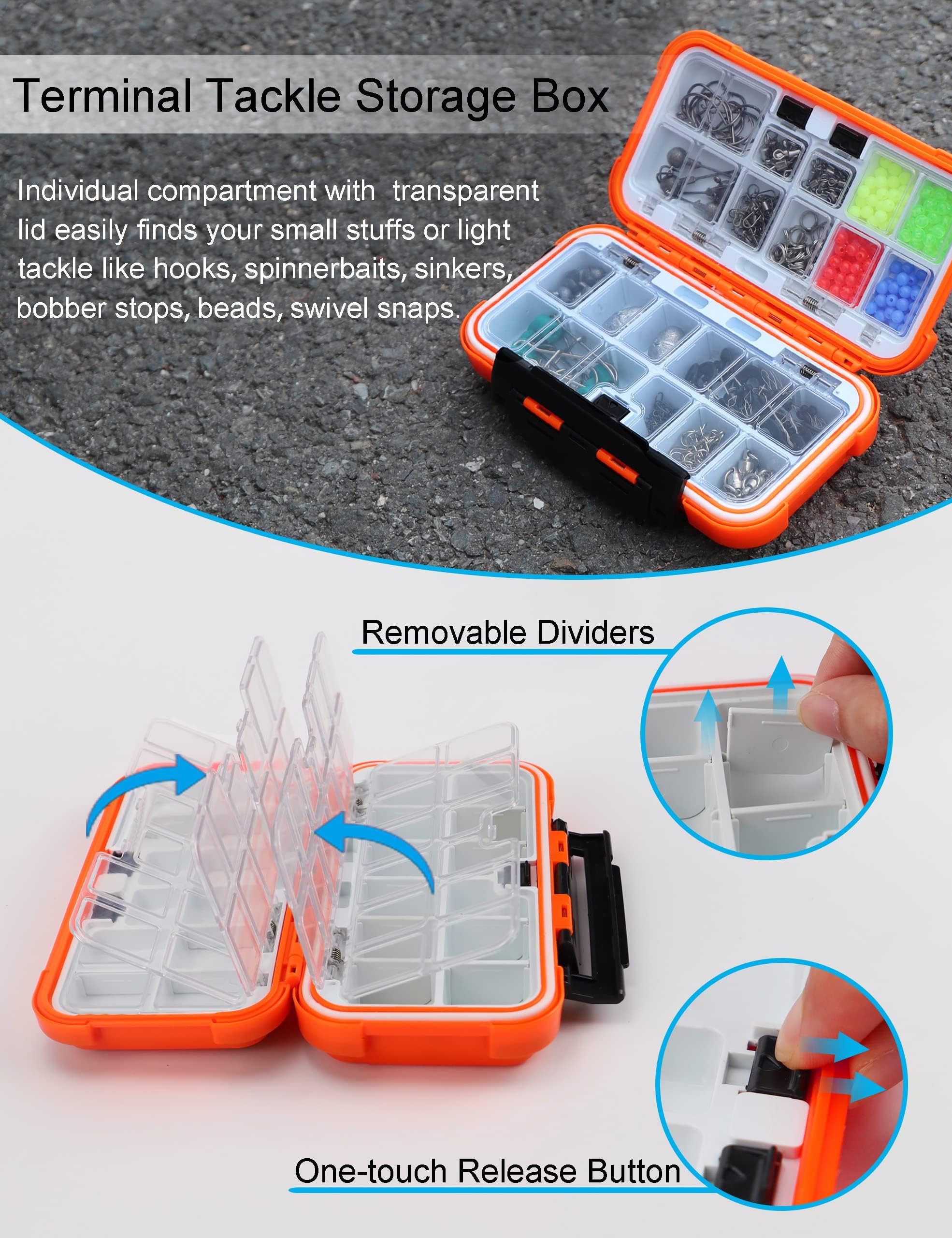 Hlotmeky Small Kayak Mini Tackle Box Waterproof Fishing Lure Box Terminal Storage Fishing Hook Organizer
