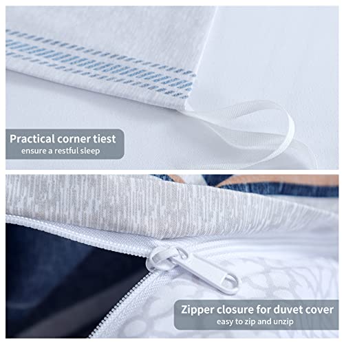 Aisbo Patterned Duvet Cover Queen Soft - Striped Brushed Microfiber Queen Duvet Cover with Zipper Closure, 3-Pieces Bedding Duvet Cover Sets 90x90 Inches with 2 Pillow Shams for Queen Size Bed