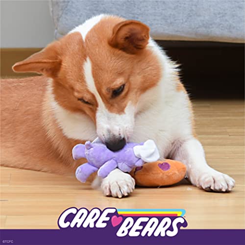 Care Bear for Pets 2PC Set Share Bear Squeaker Flattie Plush Dog Toy With Crinkle Texture Cookie, 4" Small Collectible Toy (FF20238)
