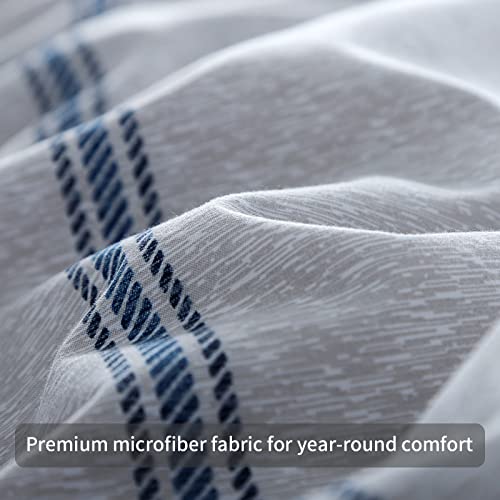 Aisbo Patterned Duvet Cover Queen Soft - Striped Brushed Microfiber Queen Duvet Cover with Zipper Closure, 3-Pieces Bedding Duvet Cover Sets 90x90 Inches with 2 Pillow Shams for Queen Size Bed
