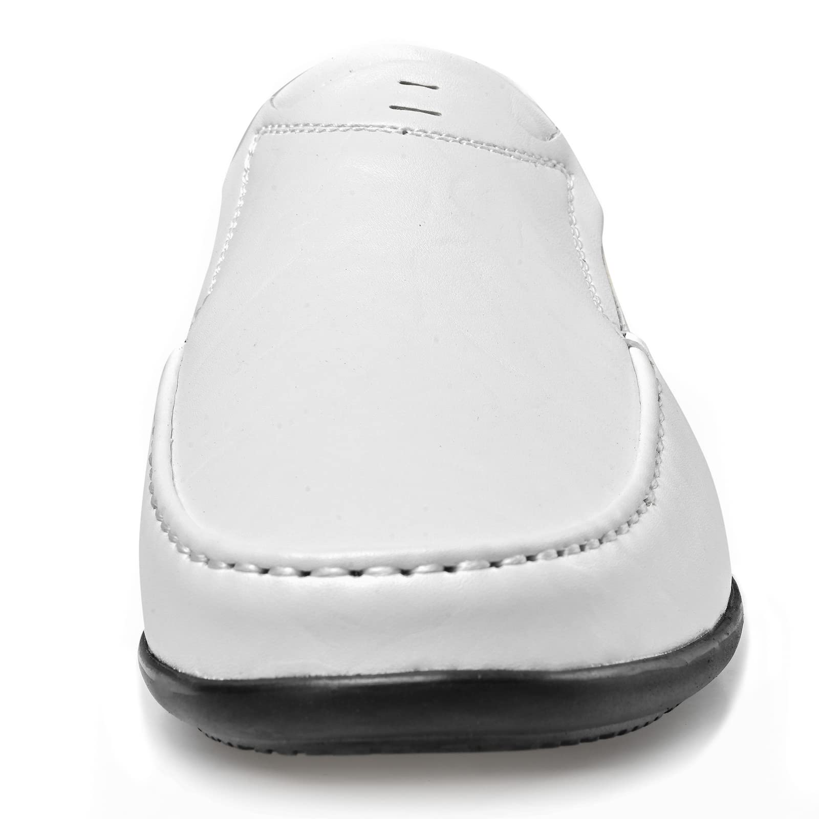 LUODENGLANG Loafer Premium Genuine Leather Men's Casual Shoes Slip On Mens Driving Penny Loafers for Men Lightweight Breathable White 9.5 M43