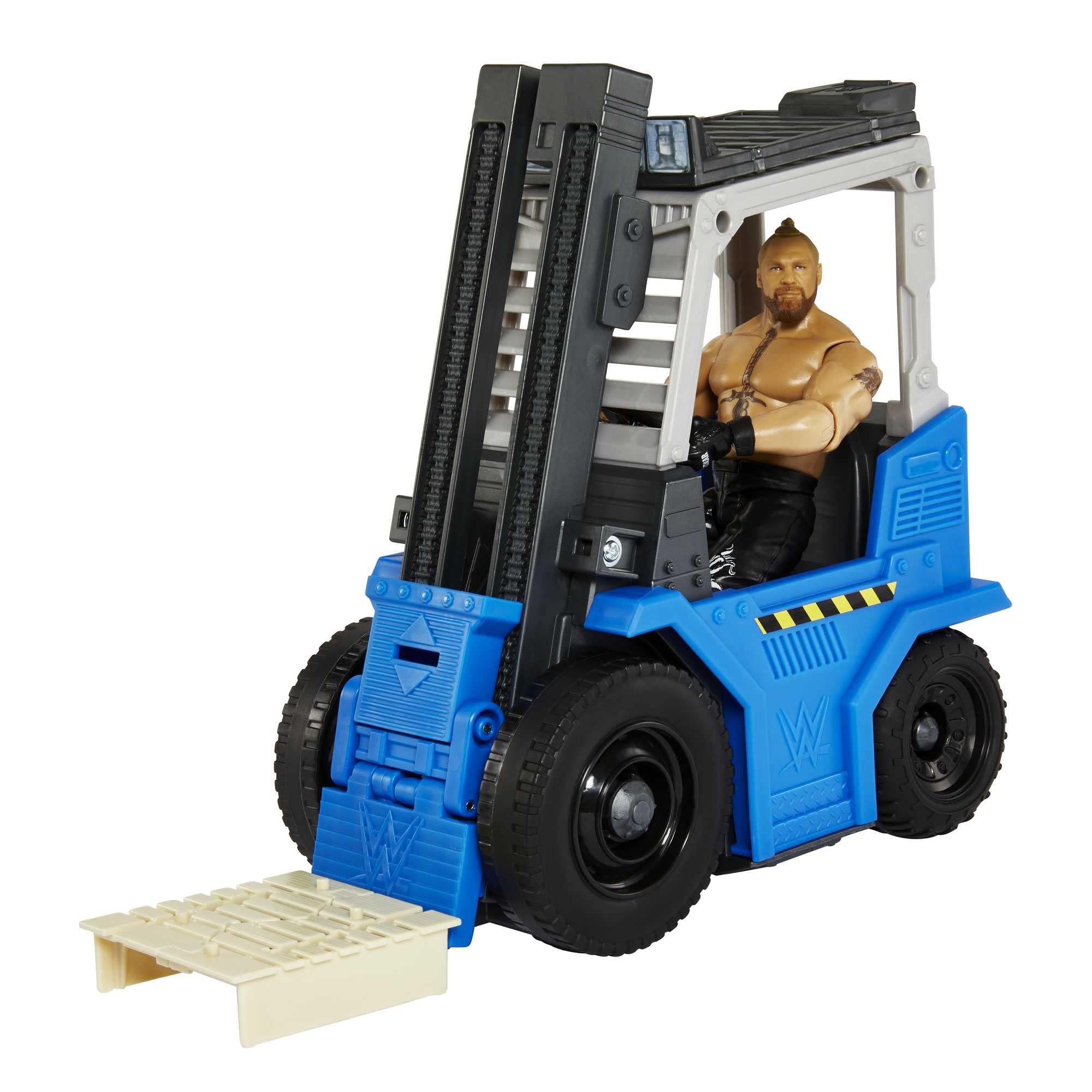 Mattel WWE Wrekkin' Slam & Stack Forklift & Action Figure Playset with Toy Vehicle & Brock Lesnar 6-inch Collectible, Moving Lift & Breakaway Parts