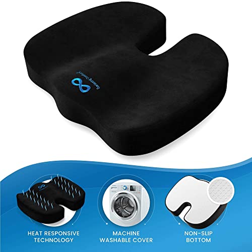 Everlasting Comfort Bundle - Office Chair Seat Cushion, Lumbar Support Pillow and Under Desk Foot Rest Under Desk