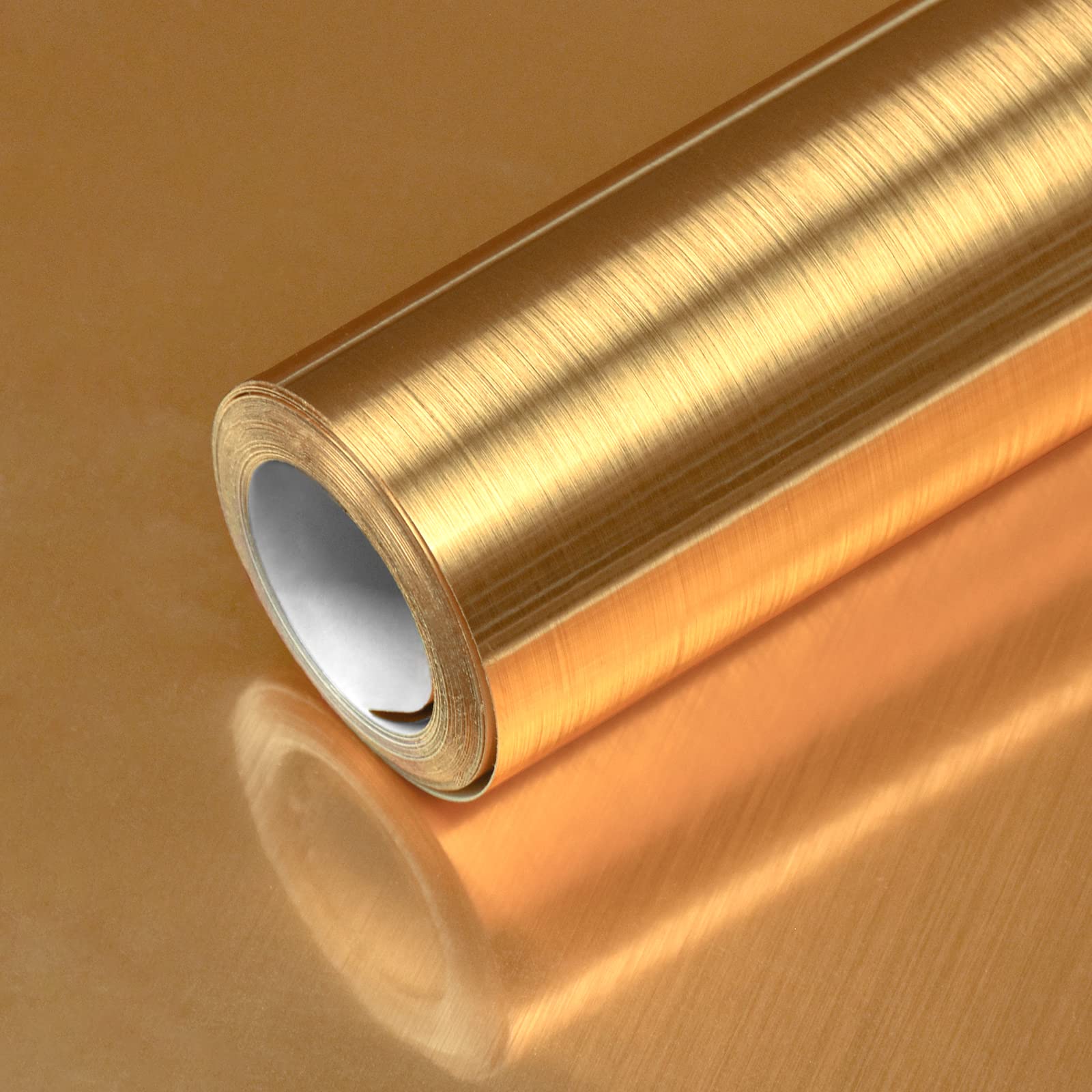 Cohoo Home Gold Stainless Steel Contact Paper for Appliances Gold Brushed Metal Look Wallpaper Stainless Steel Peel and Stick Self-Adhesive Waterproof Wallpaper for DIY Cabinets Decor 17.7inW 78.7inL