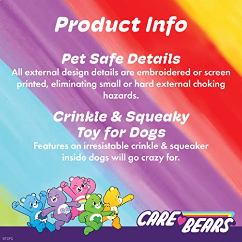 Care Bear for Pets 2PC Set Share Bear Squeaker Flattie Plush Dog Toy With Crinkle Texture Cookie, 4" Small Collectible Toy (FF20238)