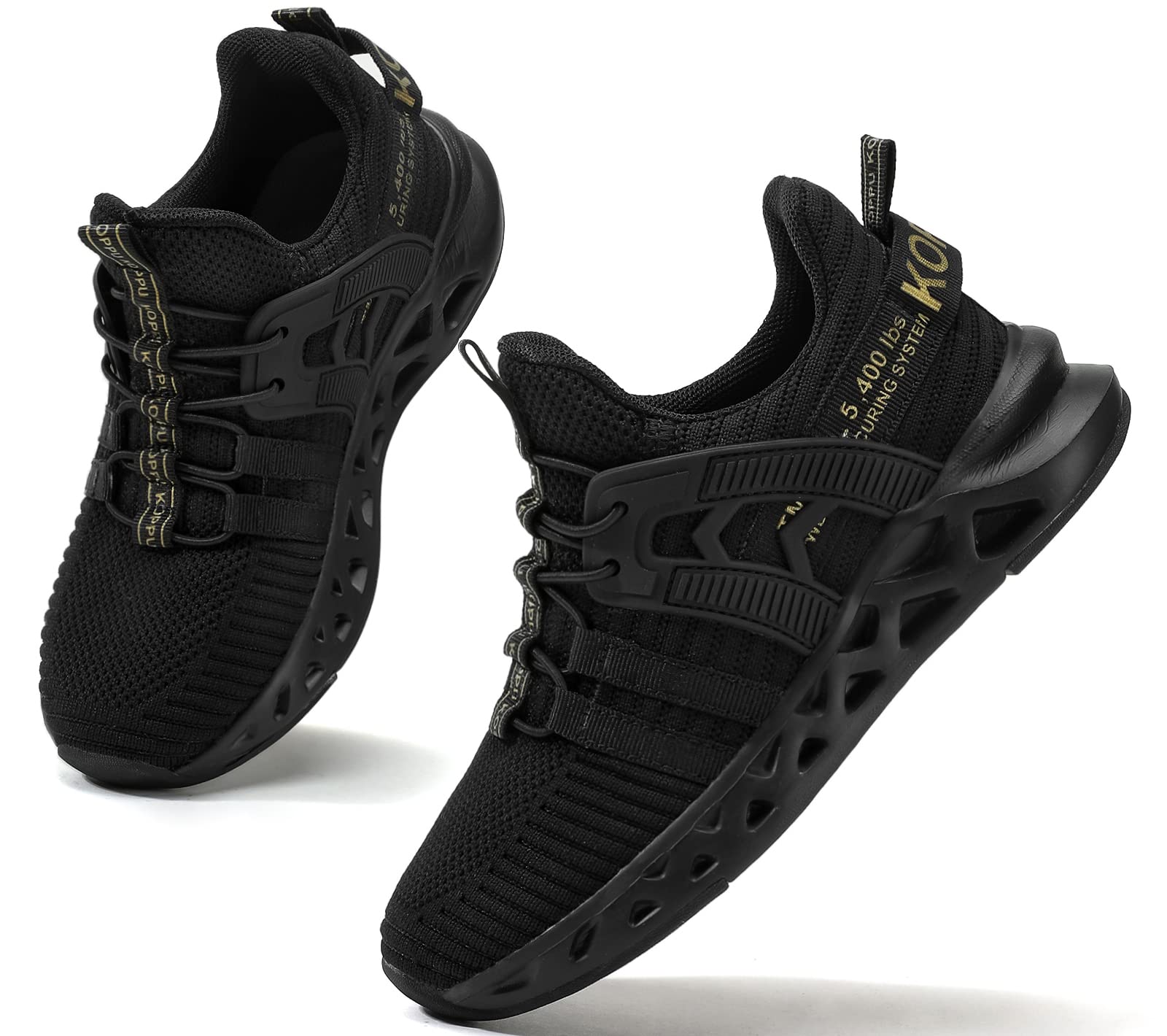 koppu Boys Girls Shoes Non-Slip Tennis Shoes Fashion Lightweight Breathable Kids Sneakers for Little Kids/Big Kids（Black 3）