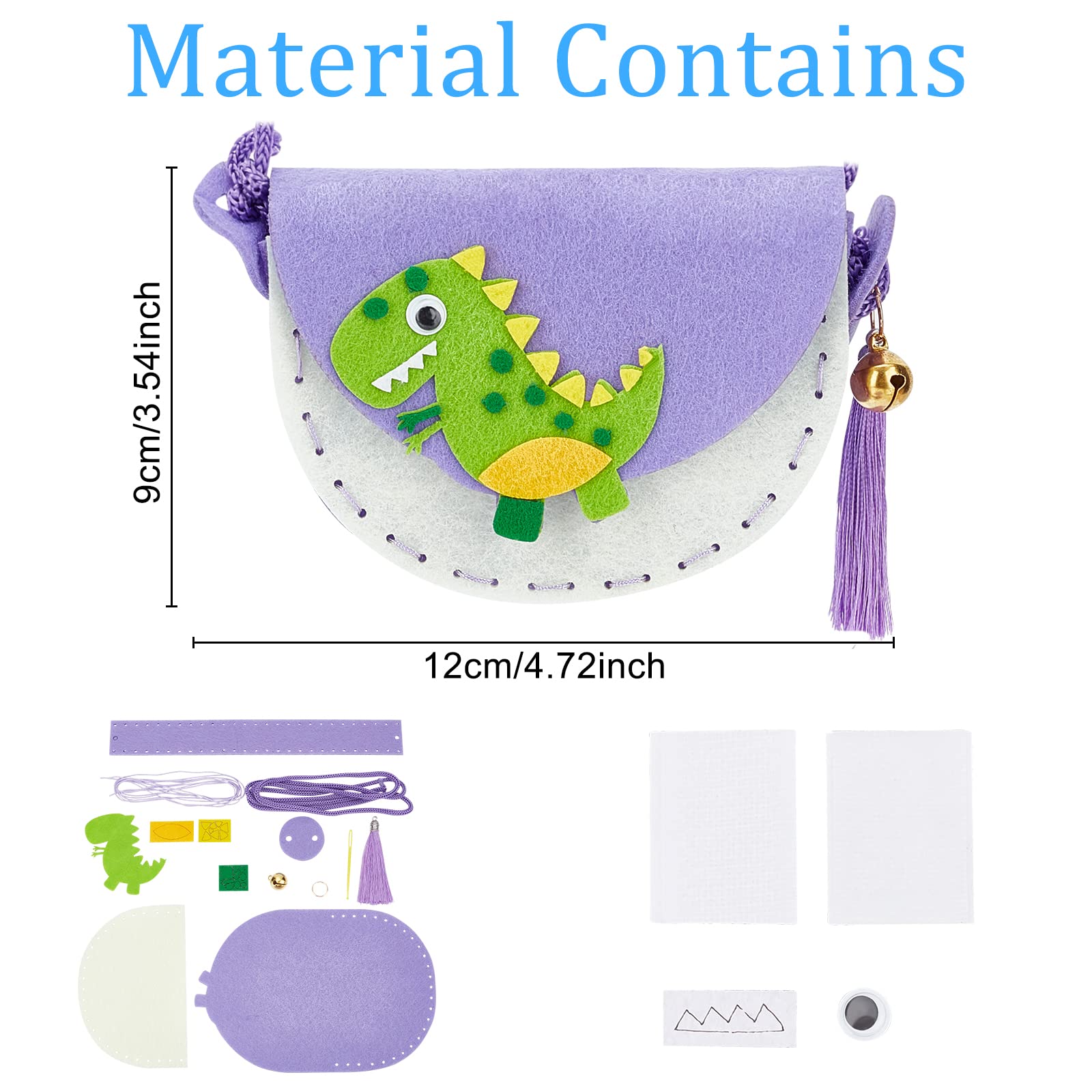 FREEBLOSS 6 Set Sew Your Own Purses Felt DIY Animal Theme Handmade Handbags Nonwoven Craft Sewing Play Gift with Safety Needle Felt Craft Kits for Children