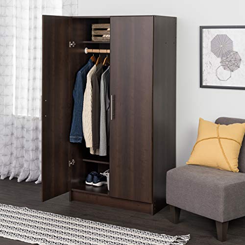Prepac Elite 2 Door Wardrobe Cabinet, 32" W x 65" H x 20" D, Espresso