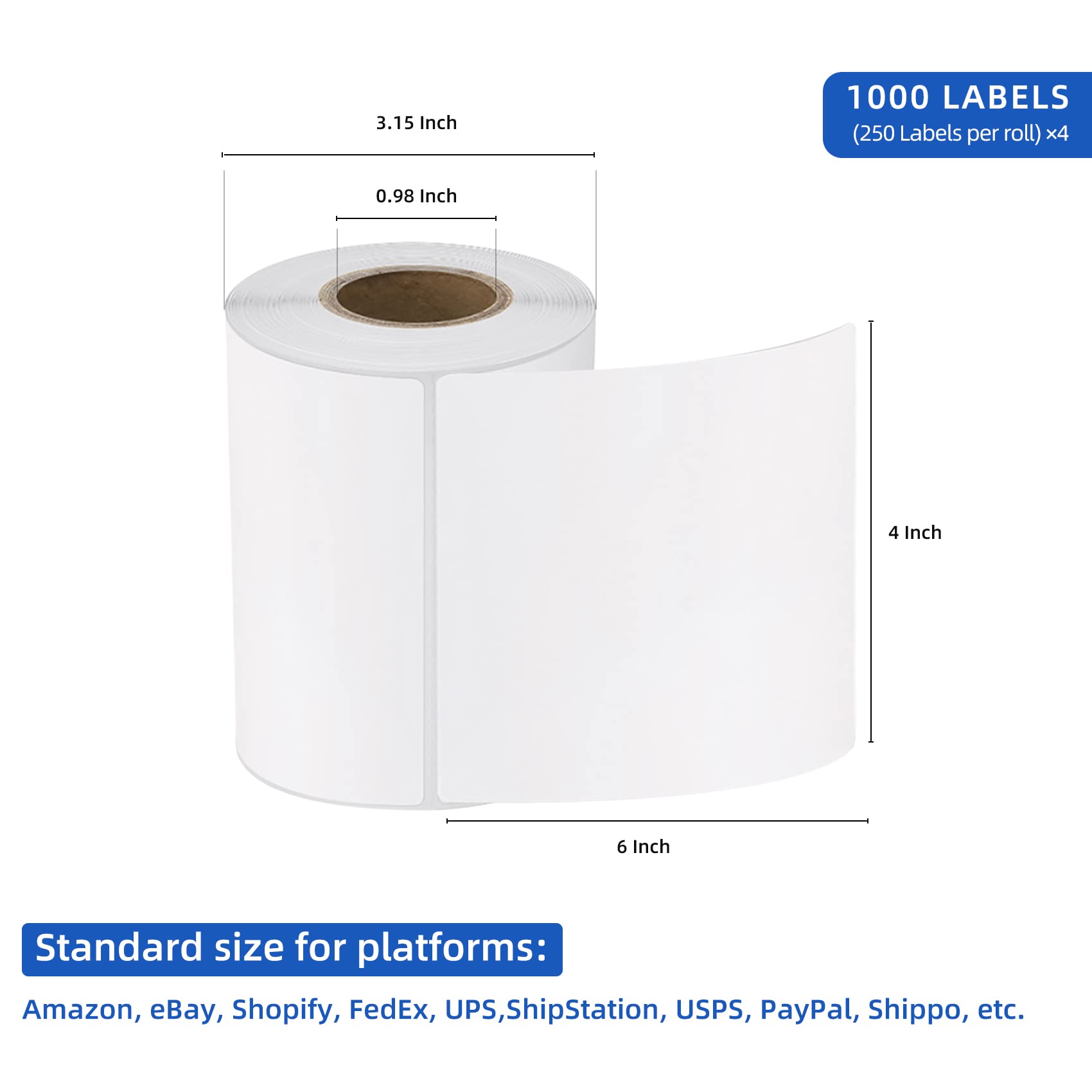 AKOGIRSE 4 Rolls 4x6 Direct Thermal Shipping Labels, 12 Rolls 2.25"x1.25" Multipurpose Barcode/FNSKU/UPC/FBA Direct Thermal Label, Water & Grease Resistant, Ultra Strong Adhesive, Perforated, BPA Free