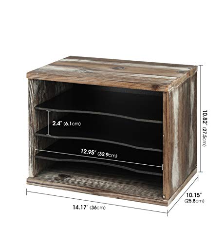 J JACKCUBE DESIGN Rustic Wood Desk Organizer 4 Compartment Paper File Holder for Home and Office, Document Storage, File sorter, Mail and Letter Tray- MK560A