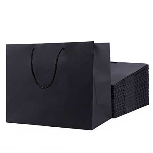 SHIPKEY 10 Pack Extra Large Gift Bags | 16x6x12 Inch Black Gift Bags, Gift Bags for Men, Wedding Gift Bags, Black Paper Bags