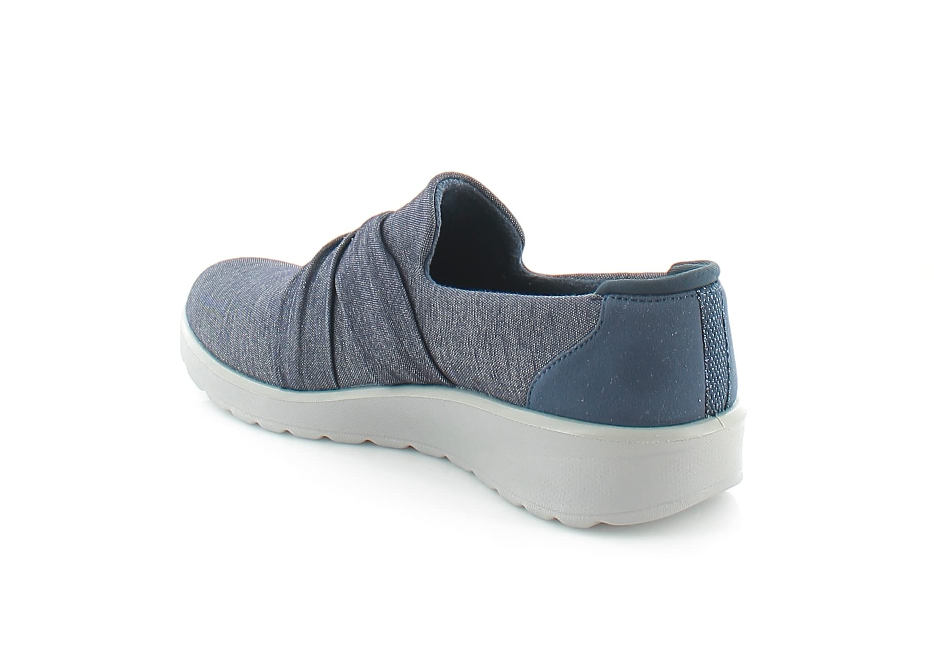 BZees Women's Glimmer Slip-Ons Loafer, Navy Blue Shimmer, 8.5 Wide