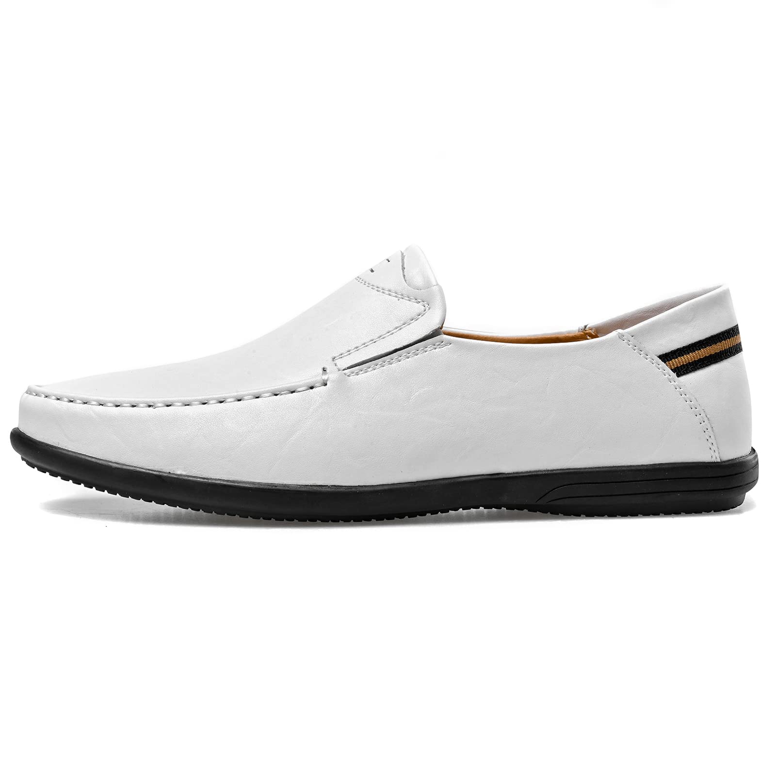 LUODENGLANG Loafer Premium Genuine Leather Men's Casual Shoes Slip On Mens Driving Penny Loafers for Men Lightweight Breathable White 9.5 M43