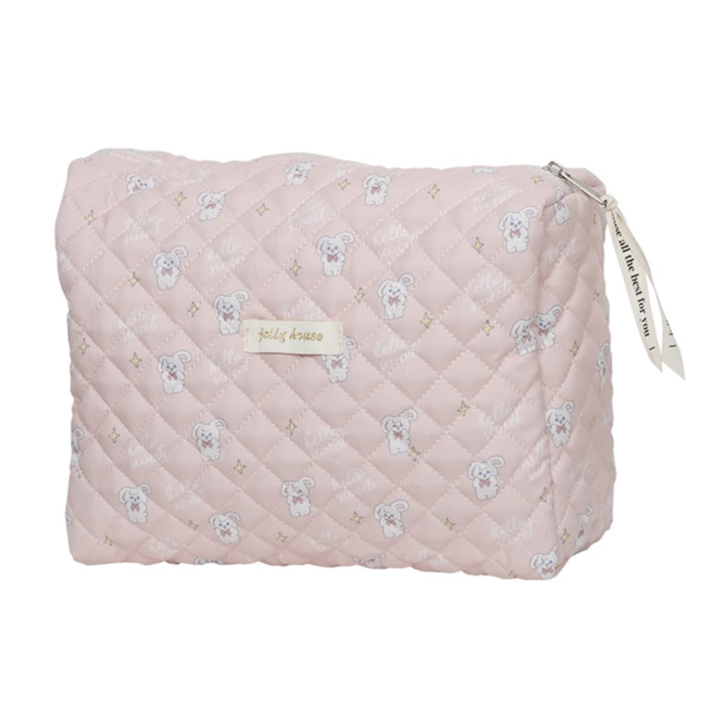 JQWSVE Kawaii Coquette Makeup Bag Cute Cosmetic Bag Aesthetic Floral Makeup Pouch Travel Toiletry Bags for Women Kawaii Stuff