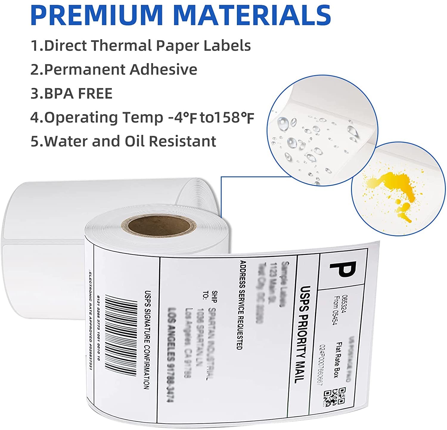 AKOGIRSE 4 Rolls 4x6 Direct Thermal Shipping Labels, 12 Rolls 2.25"x1.25" Multipurpose Barcode/FNSKU/UPC/FBA Direct Thermal Label, Water & Grease Resistant, Ultra Strong Adhesive, Perforated, BPA Free
