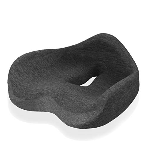100% Memory Foam Seat Cushion for Office Chair-Coccyx seat Cushion-Pressure Relief Seat Cushion for Long Sitting Hours on Office/Home Chair, Car, Wheelchair(Gray)