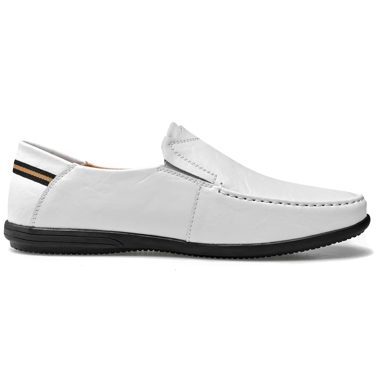 LUODENGLANG Loafer Premium Genuine Leather Men's Casual Shoes Slip On Mens Driving Penny Loafers for Men Lightweight Breathable White 9.5 M43