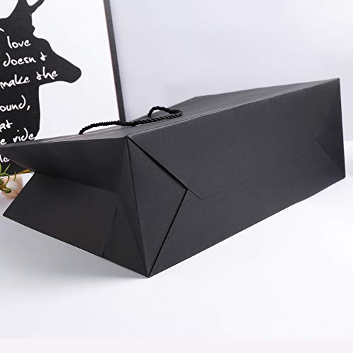 SHIPKEY 10 Pack Extra Large Gift Bags | 16x6x12 Inch Black Gift Bags, Gift Bags for Men, Wedding Gift Bags, Black Paper Bags
