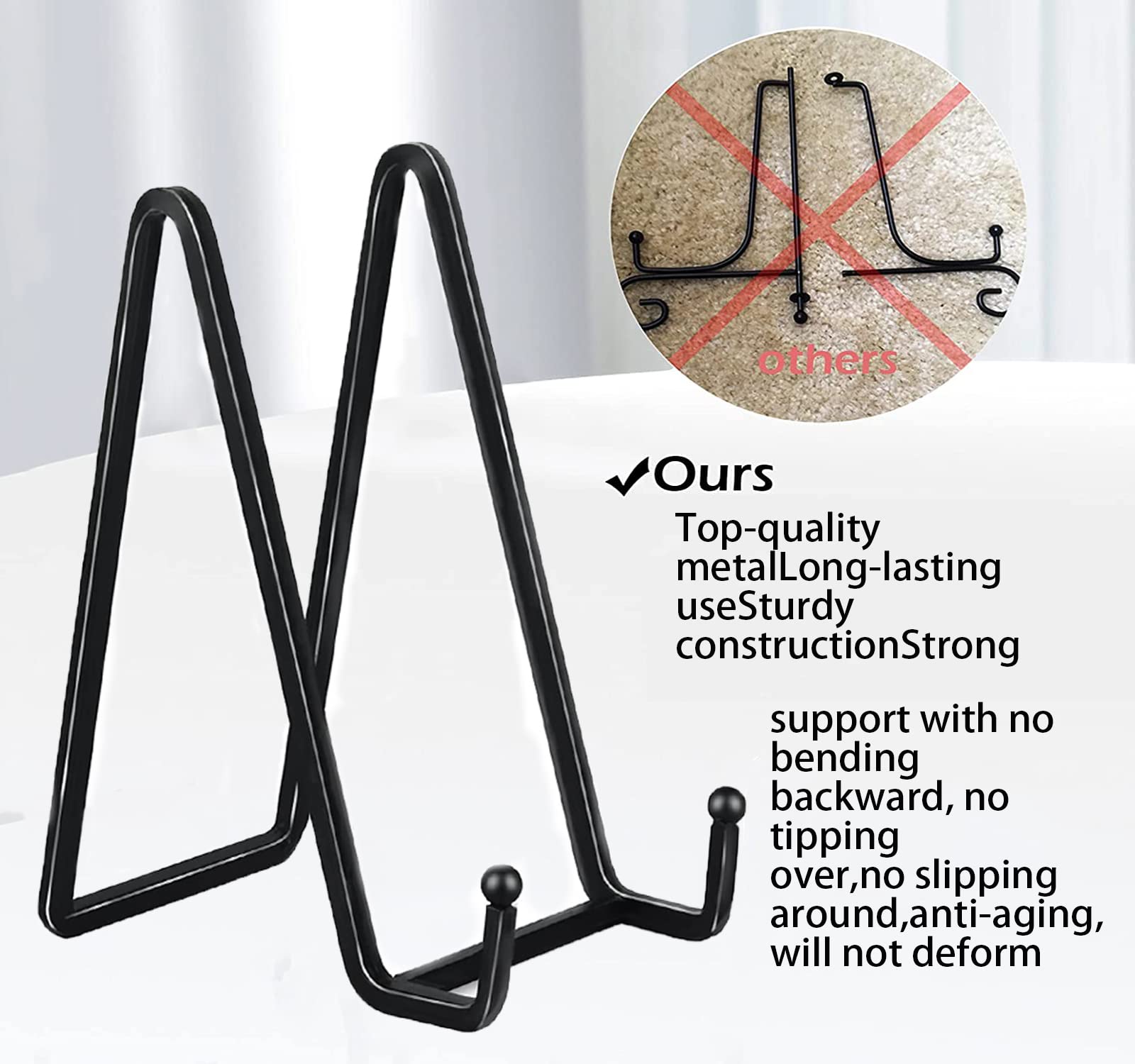 12 Pack 6"Plate Stands for Display,Metal Plate Holders Display Stands Can Be Used for Picture Stands,Book Stands for Display,Plate Display Stands,Easel,Photo Frame Stands,Plaque Stands,Desktop Stand.