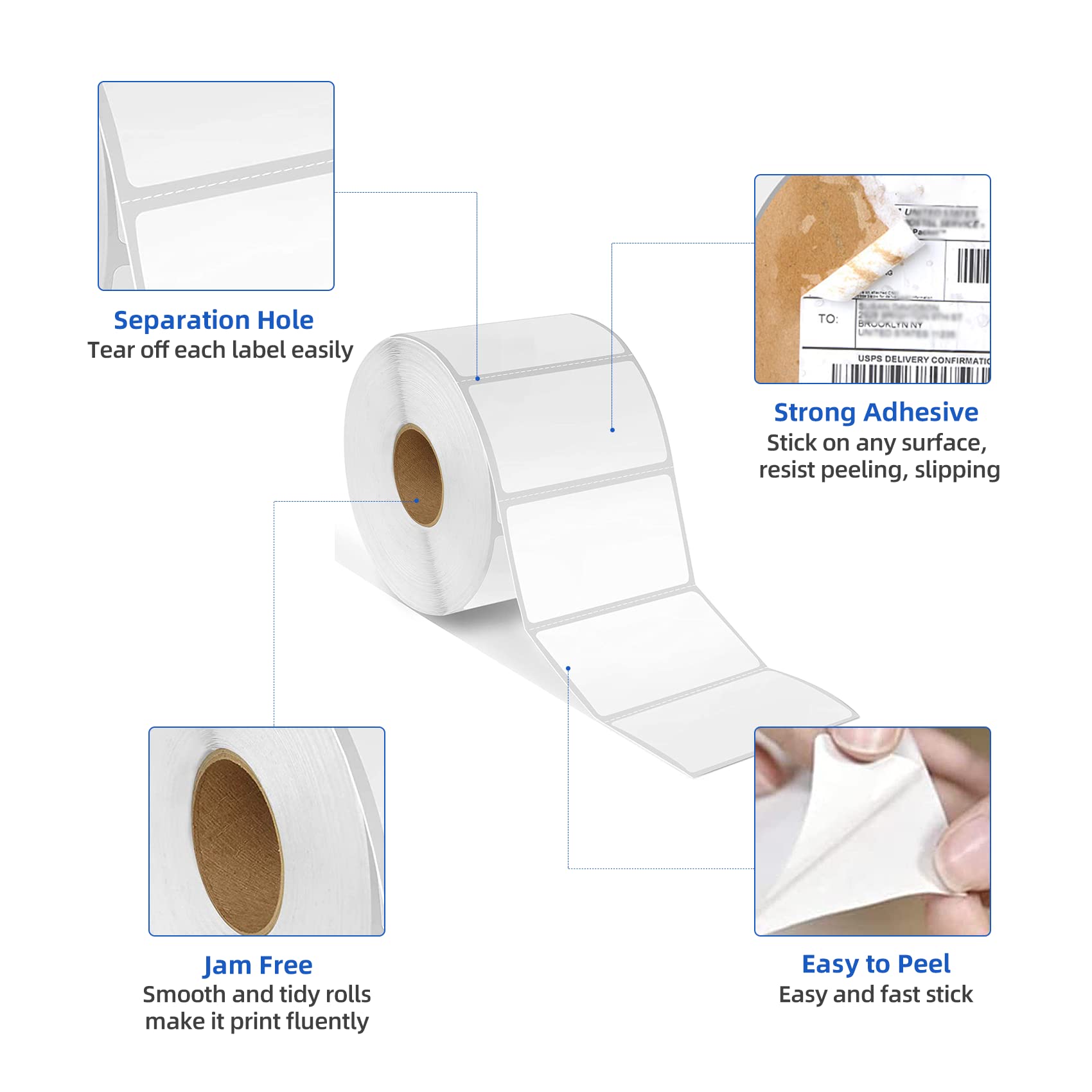 AKOGIRSE 4 Rolls 4x6 Direct Thermal Shipping Labels, 12 Rolls 2.25"x1.25" Multipurpose Barcode/FNSKU/UPC/FBA Direct Thermal Label, Water & Grease Resistant, Ultra Strong Adhesive, Perforated, BPA Free