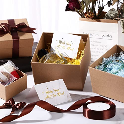 4 Pieces Wedding Gift Boxes with Lids Multi Sizes Nesting Square Boxes Stackable Favor Boxes Decorative Cardboard Box with Ribbon for Holiday Weeding Birthday Party Gift (Kraft Box)