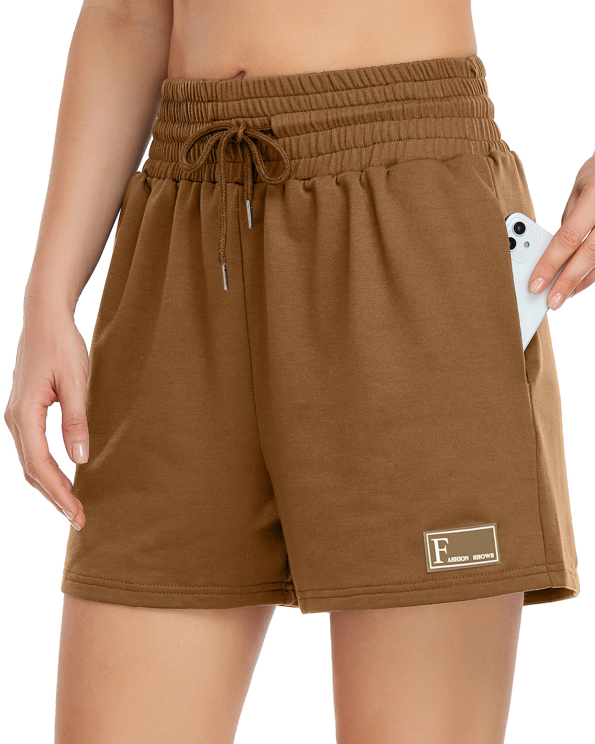 MIRITY Womens Casual Sweatpant Shorts with High Waist Drawstring and Pockets for comfy Sports