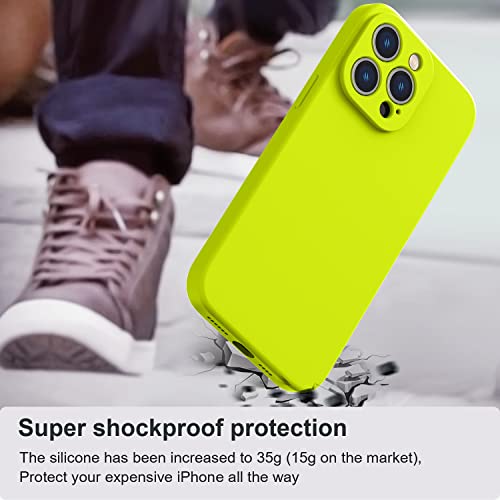 Vooii Compatible with MagSafe iPhone 14 Pro Max Magnetic Case,[9H Screen Protector][Camera Protective][Soft Microfiber Lining] Liquid Silicone Shockproof Case for iPhone 14 Pro Max - Fluorescent Green