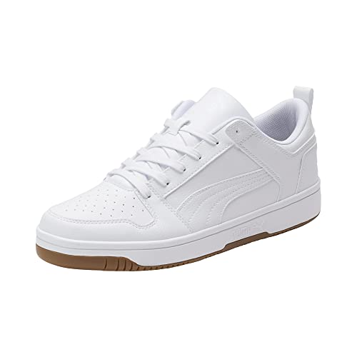 Puma Men's Rebound Layup Low Speckle Sneaker, Puma White White, 10.5
