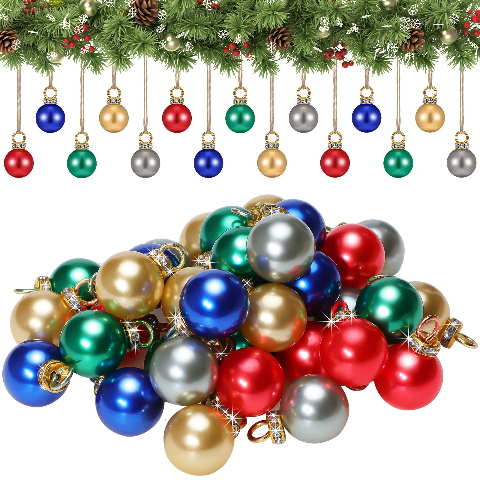 Mini Multicolor Christmas Ball Ornaments Small Vintage Ball Ornaments for Christmas Tree Plastic Ball for Seasonal Decor Party Holiday Indoor Wedding Decor, 0.6 Inch (80 Pcs)