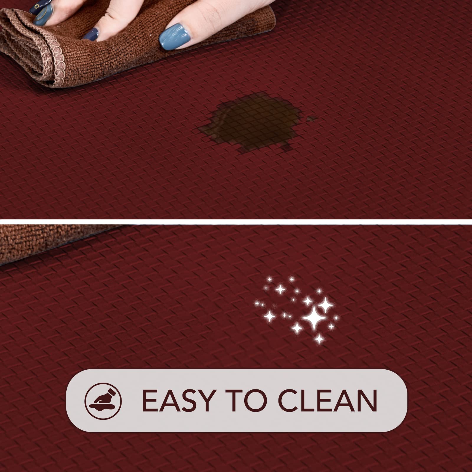 COZY ISLAND Kitchen Rug Anti-Fatigue Cushioned Kitchen Floor Comfort Mat Non-Slip Waterproof Runner Rug for Sink, Easy to Clean,17.7"x29",Red