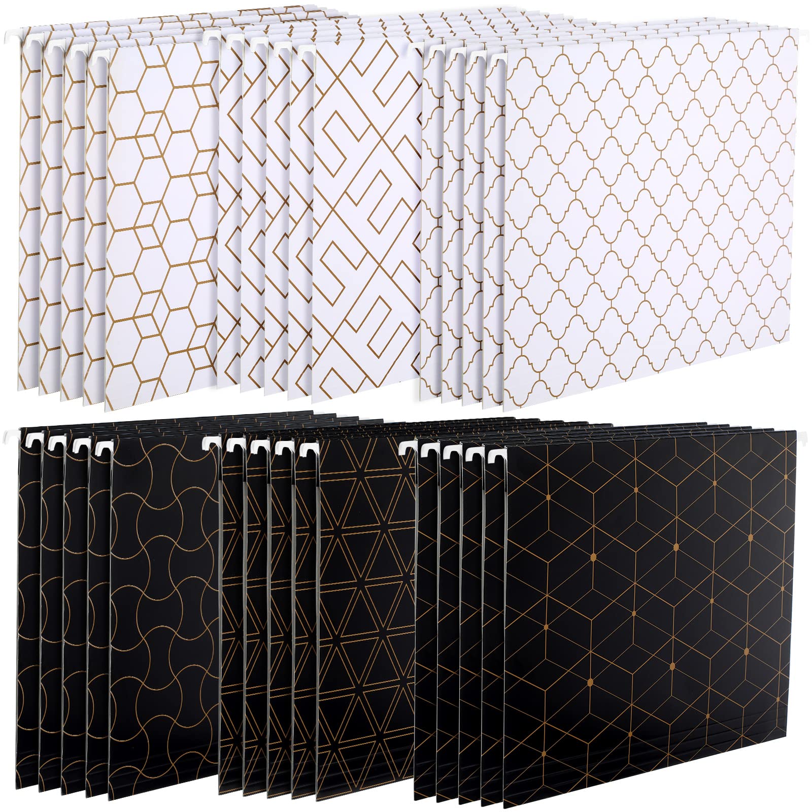Supervitae 30 Pcs Hanging File Folders for Filing Cabinet Letter Size File Folders Geometric Aesthetic Marble File Cabinet Organizer Decorative File Folders for Office Classroom Supplies, 6 Styles