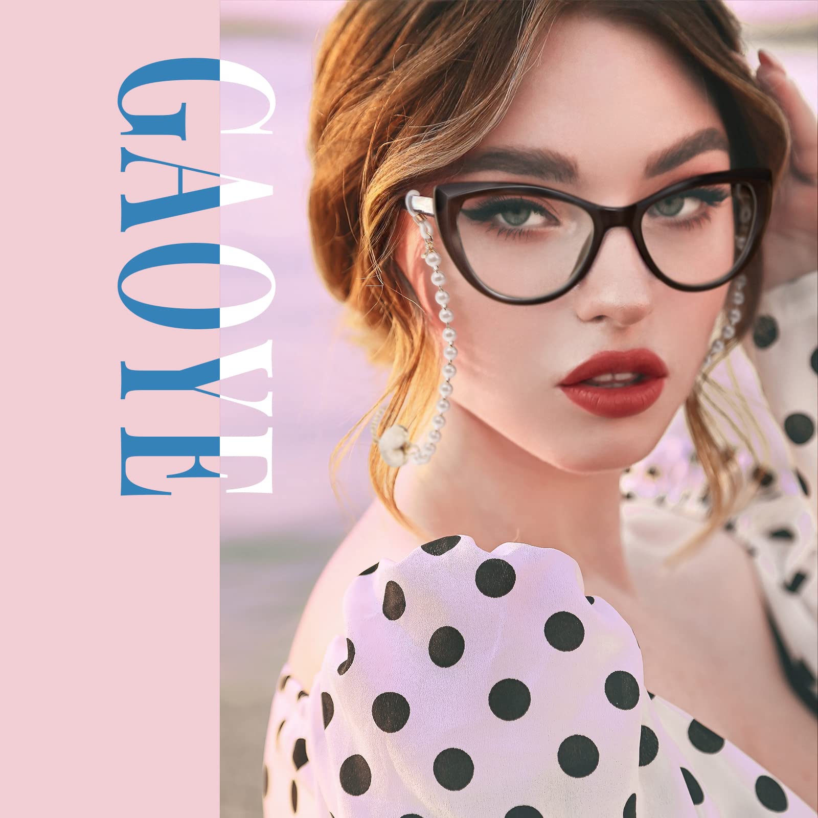 Gaoye 5 Pack Fashion Cat Eye Reading Glasses for Women, Computer Blue Light Readers Anti Glare With Eyeglasses Chain (A 5 PACK MIX, 2.75, multiplier_x)