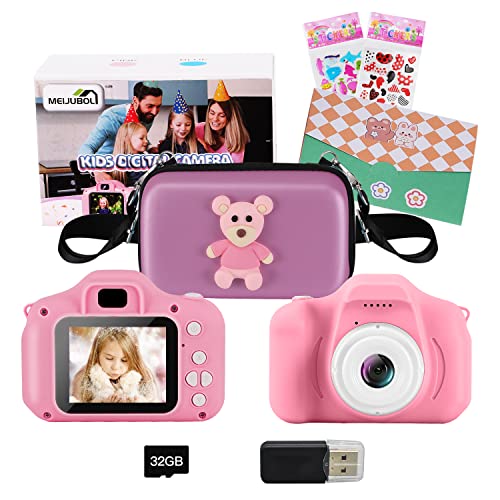Kids Camera, Toddler Camera Children Digital Camera Toys with 13MP Video Camcorder 32GB SD Card and Camera Case for 3–10 Year Old Boys and Girls Pink