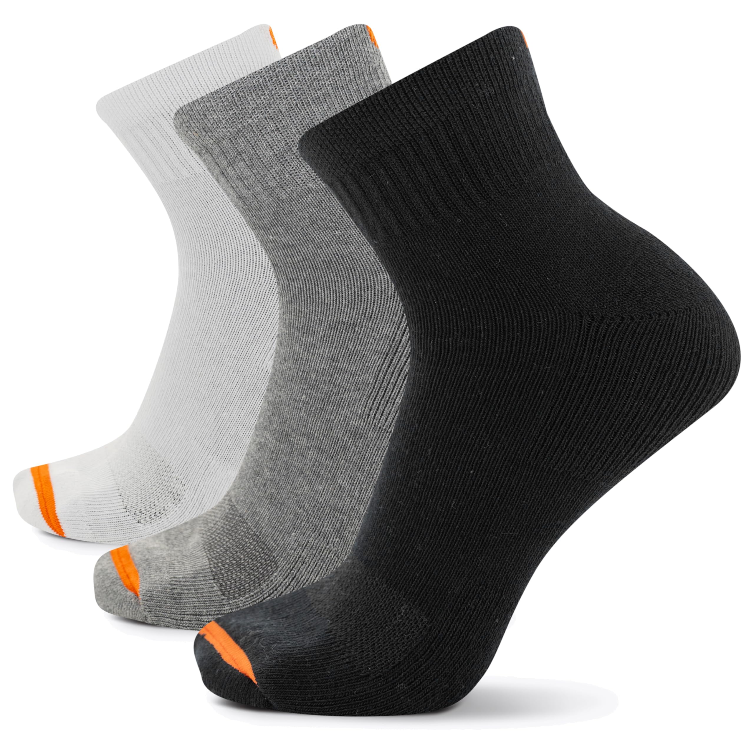 Merrell Adult's Cushioned Cotton Socks-3 Pair Pack-Unisex Breathable Mesh Comfort Zones, Ankle-Black/White/Gray, S/M (Men's 5-8.5 / Women's 5-9.5)