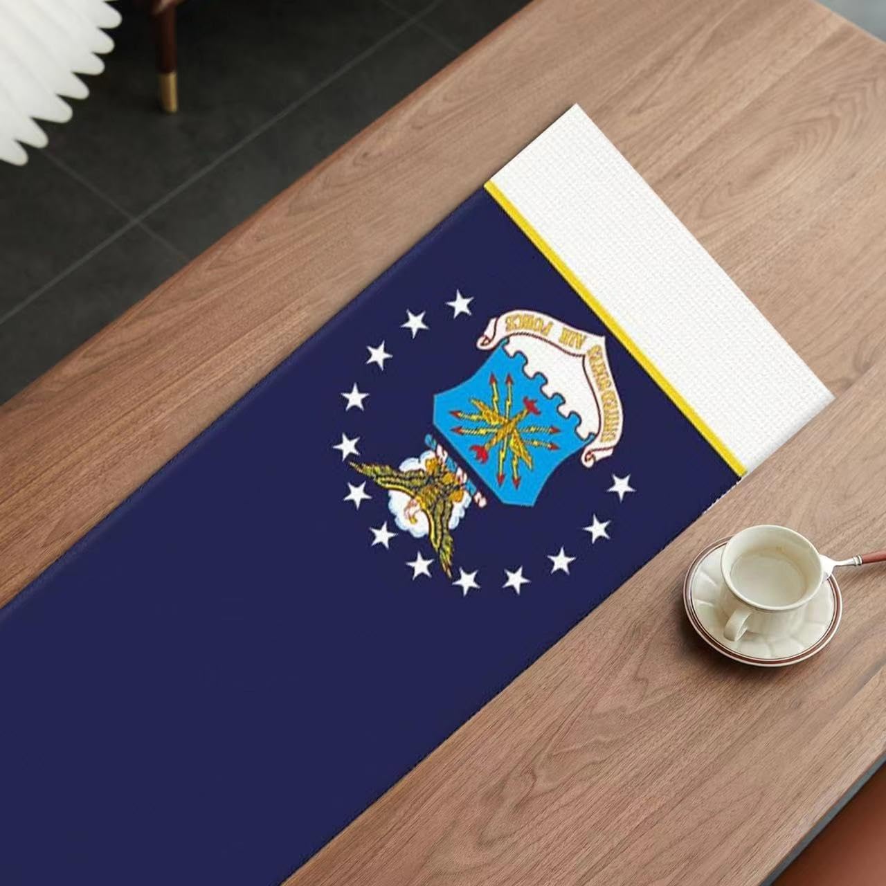 Patriotic Military US Air Force Table Runner,Memorial Day Independence Day Veterans Day Military USAF Theme Tablecloth Kitchen Dining Table Linen for Indoor Outdoor Home Party Decor 13 x 72 Inch
