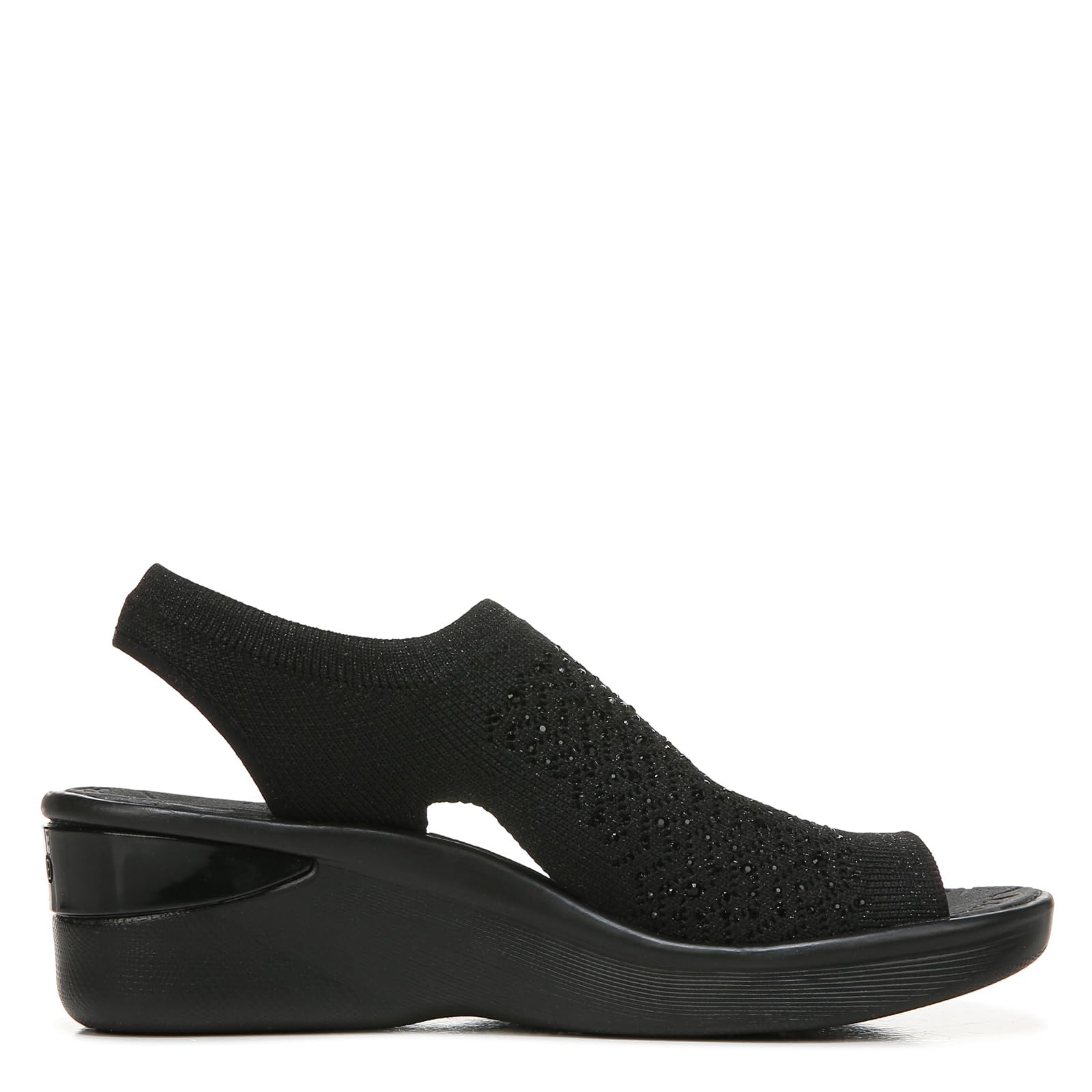 BZees Womens Star Bright Slingback Wedge Sandal, Black, 9 US