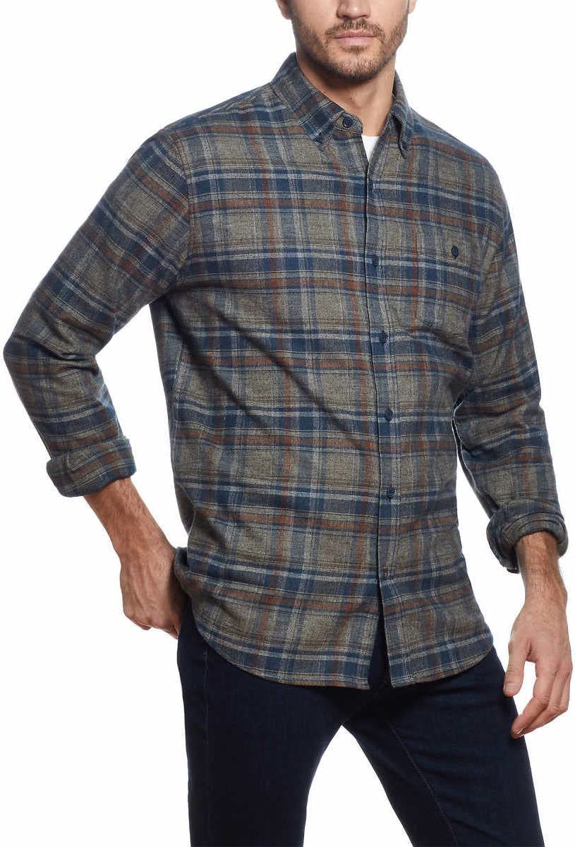 Weatherproof Vintage Mens Flannel Shirt (as1, Alpha, x_l, Regular, Regular, Brown, X-Large)